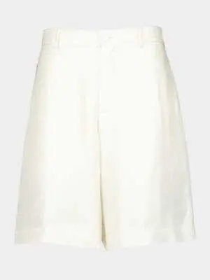 Fendi Ff Silk Bermuda Shorts - White