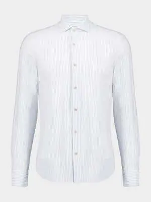 Boglioli Light Blue Striped Cotton-linen Shirt - White