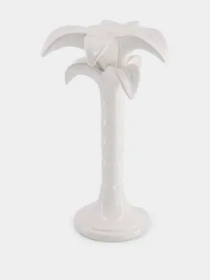 LES-OTTOMANS Medium Sugar Cane Ceramic Candleholder - White