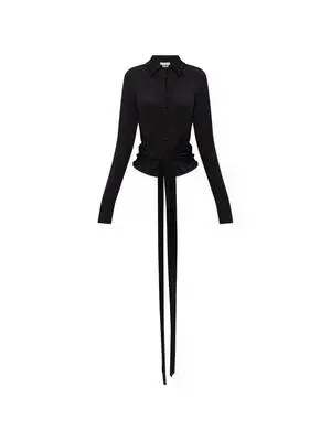 GANNI Tie-detail Blouse - Black