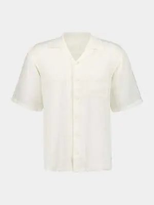 120% Lino Short-sleeve Relaxed Fit Linen Shirt - White