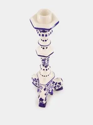 LES-OTTOMANS Ceramic Turquerie Candleholder - White