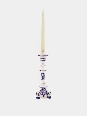 LES-OTTOMANS Ceramic Turquerie Candleholder - White