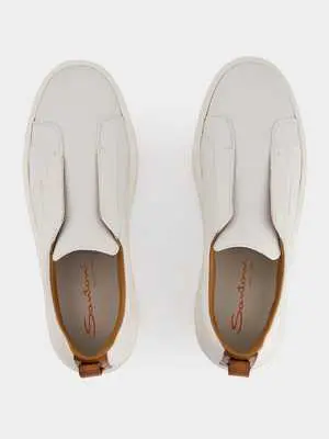 Santoni Leather Slip-on Sneakers - White