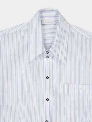 Rabanne Striped Cotton Poplin Shirt With Belt Detail - White