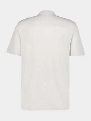 Majestic Filatures Cream Short-sleeve Linen Button-up Shirt