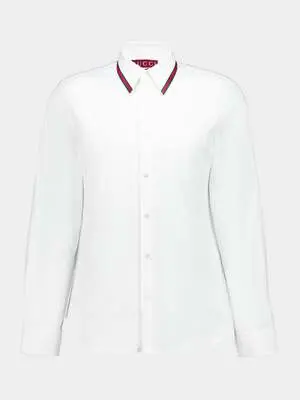 Gucci Oxford Shirt With Web Collar - White