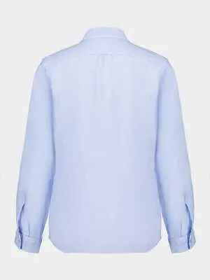 120% Lino Long Sleeve Linen Shirt - Blue