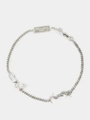 Saint Laurent Oxidized Cassandre Charm Bracelet - Silver