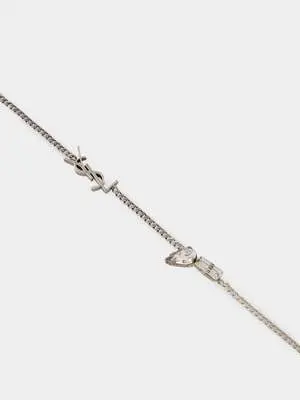 Saint Laurent Oxidized Cassandre Charm Bracelet - Silver