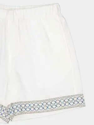 Commas Braided Shorts With Crochet Trim - White
