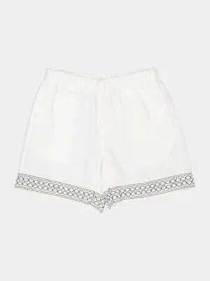 Commas Braided Shorts With Crochet Trim - White