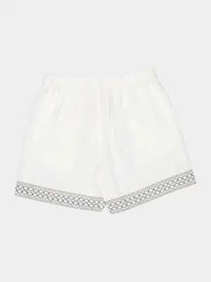 Commas Braided Shorts With Crochet Trim - White