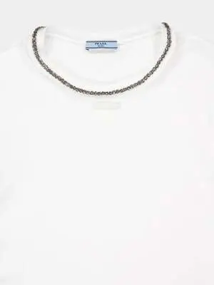 Prada Embroidered Cotton Jersey T-shirt - White