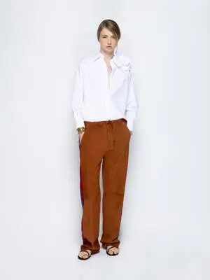 PAULA Marla Relaxed Fit Poplin Shirt With Detachable Flower