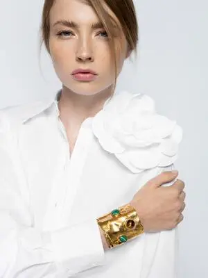 PAULA Marla Relaxed Fit Poplin Shirt With Detachable Flower