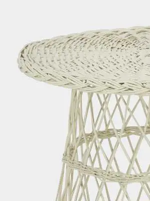 HOUSE OF CAPRICORN Handmade Furnas Ivory Wicker Side Table