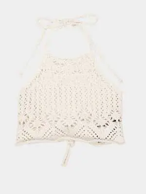 Alanui Cotton Knit Halterneck Top - White
