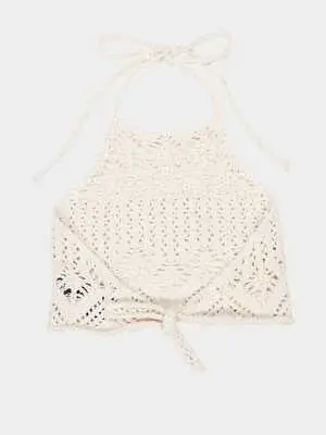 Alanui Cotton Knit Halterneck Top - White