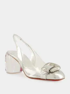 CHRISTIAN LOUBOUTIN Minny Bubble Slingbacks - Silver