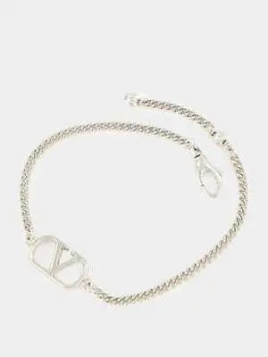 Valentino Garavani Palladium Metal Bracelet With Vlogo - Silver