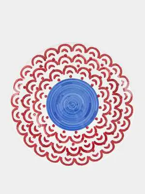 LES-OTTOMANS Sicily Handpainted Dinner Plate - Red