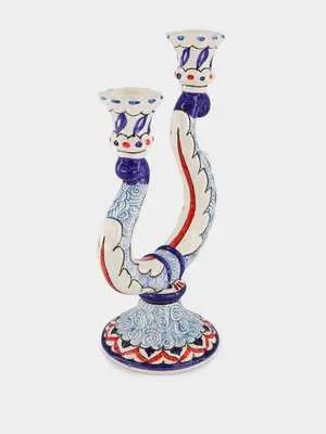LES-OTTOMANS Turquerie Candlestick Holder - Red