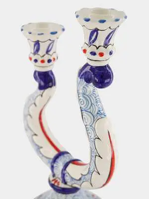 LES-OTTOMANS Turquerie Candlestick Holder - Red