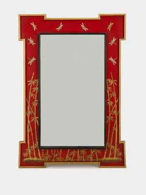 LES-OTTOMANS Bamboo Mirror - Red