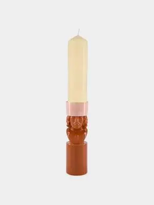 GINORI 1735 Il Letterato Clay Candle Holder - Red