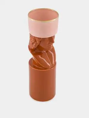 GINORI 1735 Il Letterato Clay Candle Holder - Red