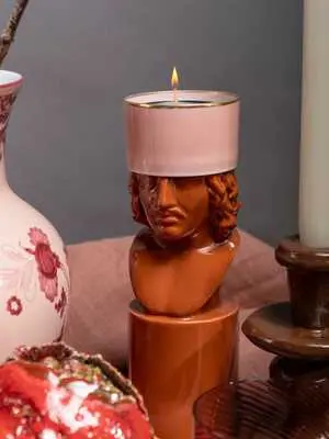 GINORI 1735 Il Letterato Clay Candle Holder - Red