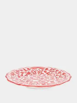 LES-OTTOMANS Peacock Dinner Plate - Red