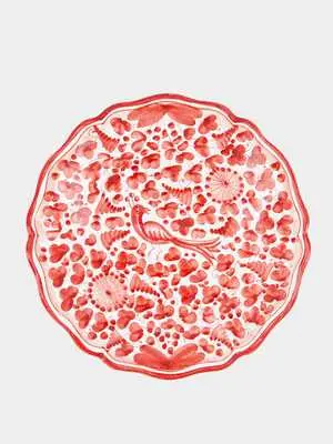 LES-OTTOMANS Peacock Dinner Plate - Red