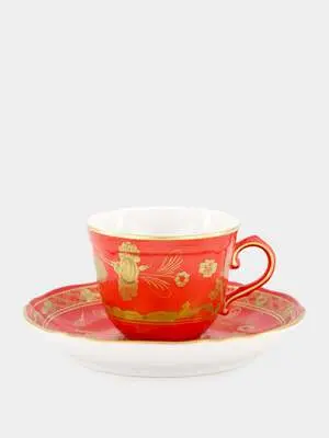GINORI 1735 Oriente Italiano Rubrum Coffee Saucer - Red