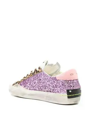 CRIME LONDON Distressed Glitter Leopard Sneakers