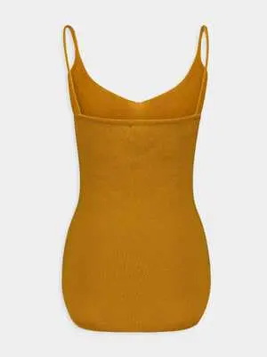 PAULA Kali Spaghetti Strap Cashmere Top - Yellow