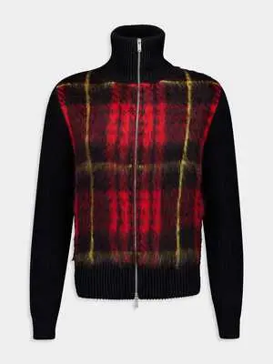 Alexander McQueen Tartan Zipped Knitted Cardigan - Red