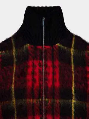 Alexander McQueen Tartan Zipped Knitted Cardigan - Red