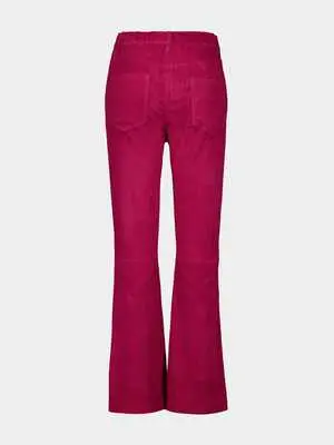 PAULA Flared Suede Pants - Red