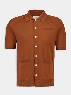 PIACENZA CASHMERE 1733 Brick Short-sleeve Button-up Shirt - Red