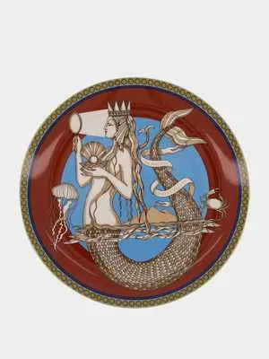 La DoubleJ La DoubleJ The Mermaid Bordeaux Decorative Plate Red