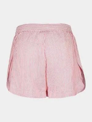 Stella McCartney Striped Organic Silk Elasticated Shorts - Red
