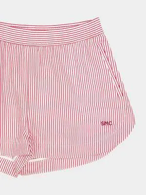 Stella McCartney Striped Organic Silk Elasticated Shorts - Red