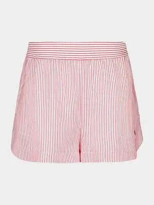 Stella McCartney Striped Organic Silk Elasticated Shorts - Red