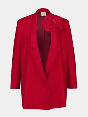 PAULA Frida Dahlia Deconstructed Twill Blazer - Red