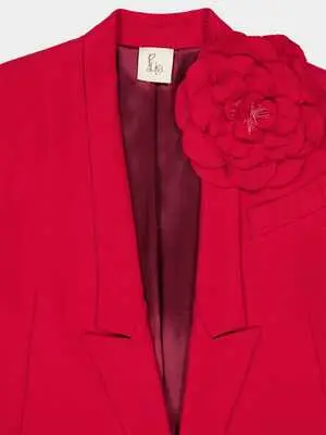 PAULA Frida Dahlia Deconstructed Twill Blazer - Red