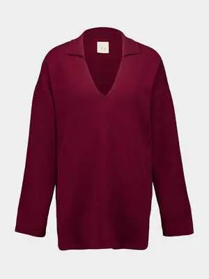 PAULA Jane Cabernet Knitted V-neck Top
