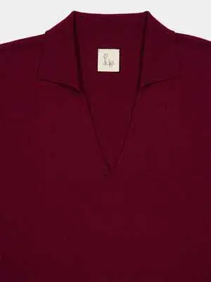 PAULA Jane Cabernet Knitted V-neck Top