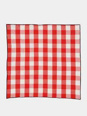 Maison De Vacances Vichy Capucine Napkin With Black Bourdon Edge - Red